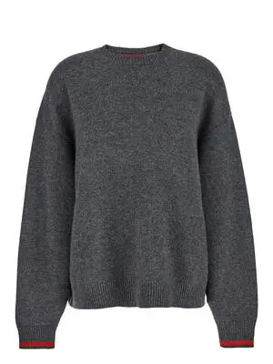 GUCCI Gucci Wool & Cashmere Blend Crewneck Sweater With Web Detail