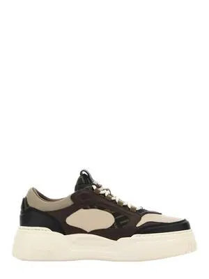Fendi Leather And Canvas Force Sneakers - Multicolor