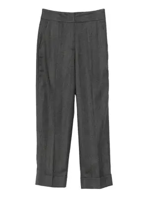 Peserico Grey Herringbone Pattern Cuffed Trousers - Gray