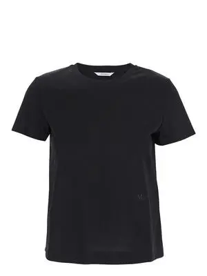Max Mara Cotton T-shirt With Embroidered Logo - Black