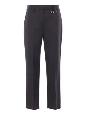 Prada Tailored Wool Trousers With Safety Pin Detail - Gray