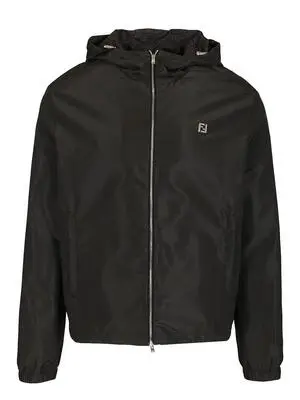 Fendi Technical Fabric Blouson With Drawstring Hood - Black