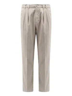 Brunello Cucinelli Double Pleat Stretch Canvas Trousers - Multicolor