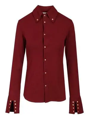 Celine Cotton Shirt With Gold Button Detail - Multicolor