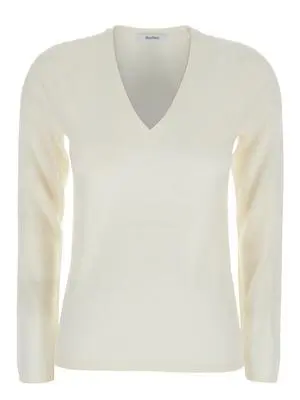 Max Mara Cashmere V-neck Sweater - White