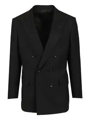 TOM FORD Double-breasted Wool Blazer - Black