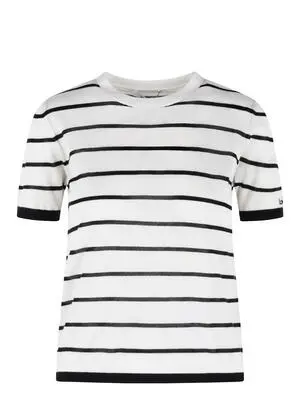 Max Mara MAX MARA Cashmere And Silk Striped T-Shirt Cream