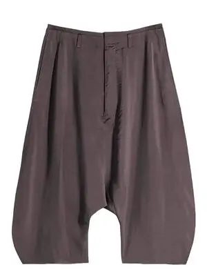 LEMAIRE Wide Leg Dropped Crotch Knee-length Shorts - Brown