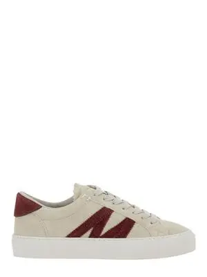 Moncler Moncler Leather Low Top Sneakers With Logo Detail Multicolor