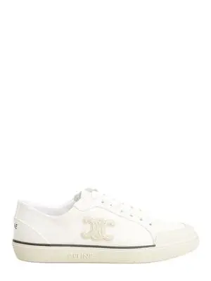 Celine Alan" Canvas Lace-up Sneakers - White