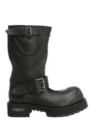 Balenciaga Venom Leather Buckled Boots - Black