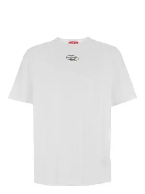 DIESEL® T-adjust-od' White T-shirt With Logo Patch On The Front In Cotton - Multicolor
