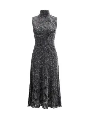 Alaïa Sequined Turtleneck Midi Dress - Gray
