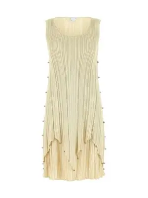 Bottega Veneta Sleeveless Pleated Dress With Embellishments - Gold