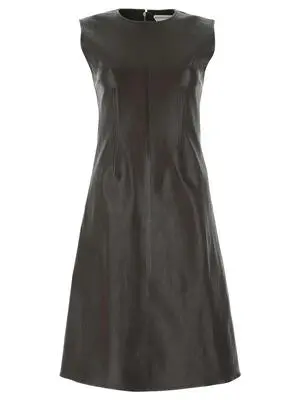 Bottega Veneta Dark Nappa Leather Dress - Brown