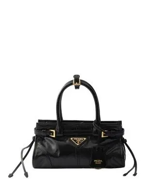 Prada Leather Tote Bag With Adjustable Shoulder Strap - Black