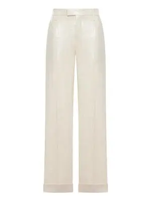 Brunello Cucinelli Tailored Wide-leg Linen Trousers - Multicolor