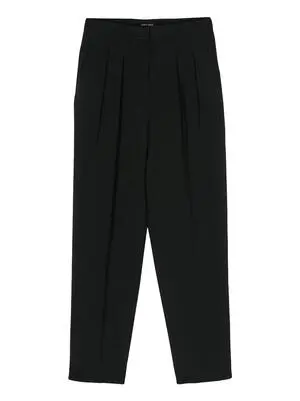 Giorgio Armani Tapered Silk Trousers With Glitter Detailing - Black