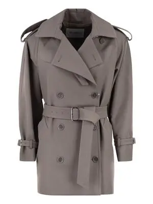 Max Mara Max Mara Short Cotton Trench Coat Gray