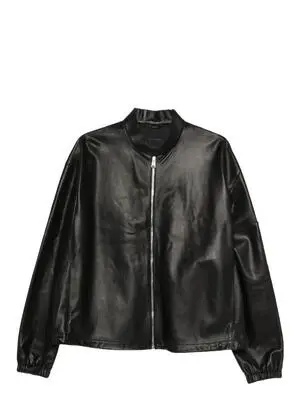 Fendi Leather Bomber Jacket - Black