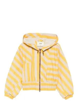 Fendi Striped Drawstring Hood Bomber Jacket - Yellow