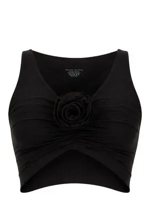 Magda Butrym Top With Rose Applique - Black
