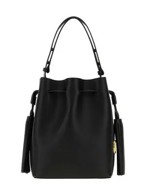 Valentino Garavani Leather Vlogo Signature Bucket Bag - Black