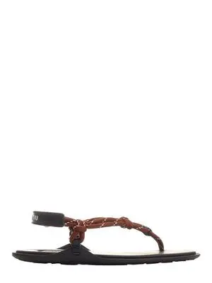 Miu Miu Rope And Leather Flat Sandals - Brown