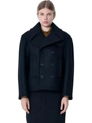 Saint Laurent Double-breasted Wool Coat - Black