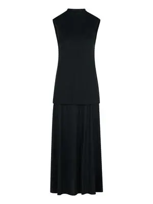 JIL SANDER Sleeveless High Neck Dress With Flowy Skirt - Black