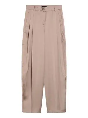 Andamane THE ANDAMANE Wide Greige Satin Trousers Cream