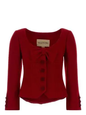 Valentino Garavani Textured Boucle Blazer - Red