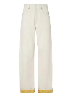 Fendi Straight-leg Jeans With Monogram Detail - Cream