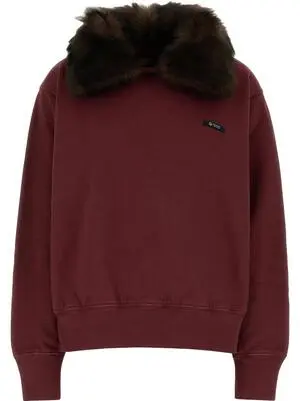 Prada Sweatshirt With Fur Collar - Red