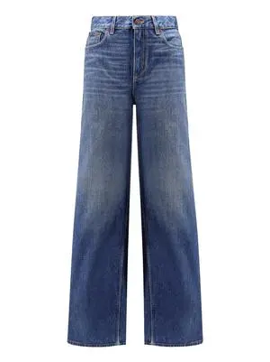 Chloé High-waisted Flared Jeans With Leather Logo Tag - Multicolor