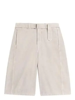 LEMAIRE Off-white Wide-cut Belted Denim Shorts - Cream