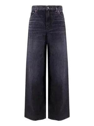 Chloé High-waisted Flared Jeans With Leather Logo Tag - Multicolor