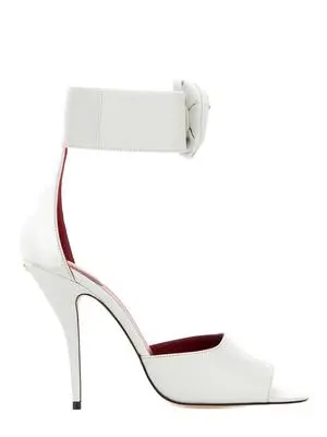 Valentino Garavani Leather Drip Rose Sandals - White