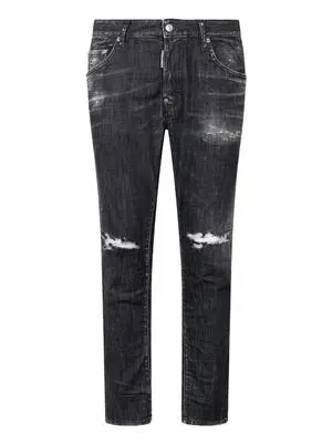 Dsquared2 Grey Cotton Blend Trousers - Gray