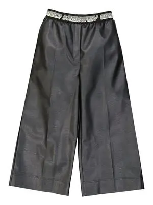 Stella McCartney Cropped Leather Effect Pants With Logo Detail - Black