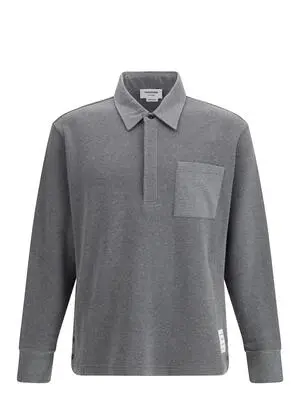 Thom Browne Long Sleeve Polo - Gray
