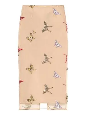 Blumarine Embellished Butterfly Straight Skirt - Cream