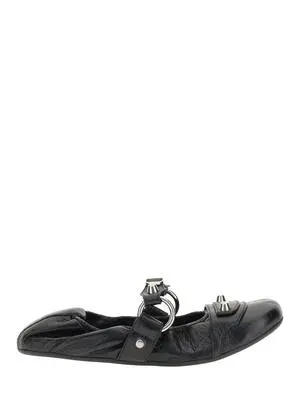Balenciaga City Ballerinas In Arena Lambskin Leather - Black