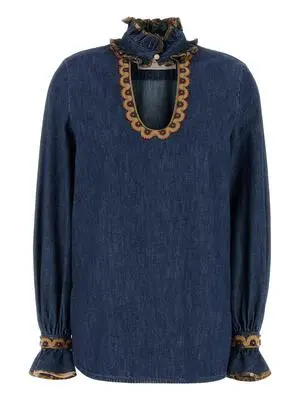 Valentino Garavani Chambray Denim Blouse - Blue