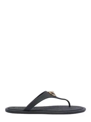 Versace VERSACE Alia Rubber Flat Sandals With Embossed Logo Black