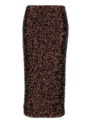 ROTATE BY BIRGER CHRISTENSEN ROTATE Sequin Pencil Midi Skirt With Deep Slit Multicolor