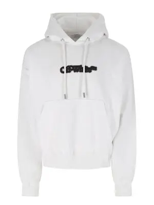 Off-White Arrows" Logo Print Cotton Hoodie - White