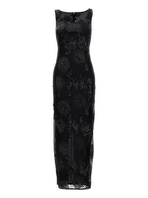 ROTATE BY BIRGER CHRISTENSEN Maxi Dress With Sequin Flower Embroidery - Multicolor