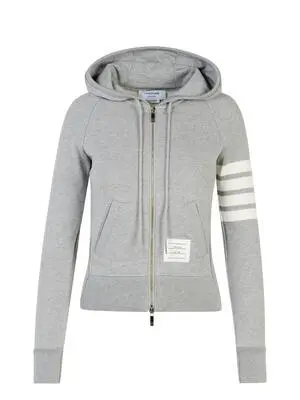 Thom Browne 4-bar" Grey Cotton Zip-up Hoodie - Gray
