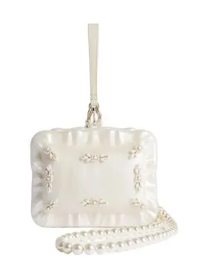 Simone Rocha Embellished Pearl Top Handle Clutch Bag - White